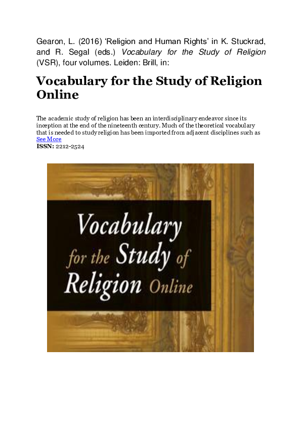 (PDF) Vocabulary for the Study of Religion