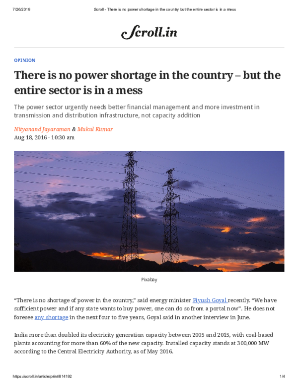 (PDF) There is no power shortage in the country