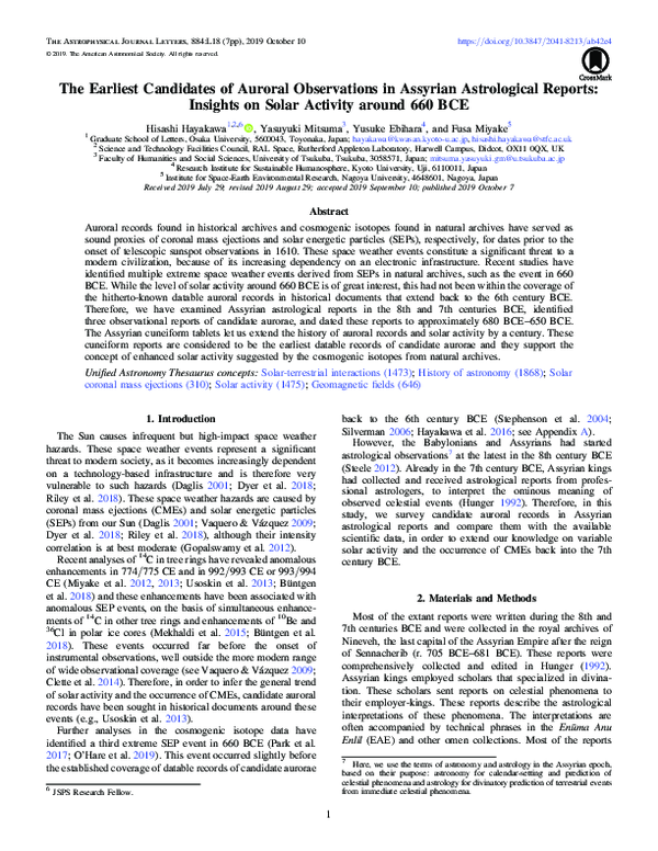 (PDF) The Earliest Candidates of Auroral Observations in Assyrian ...