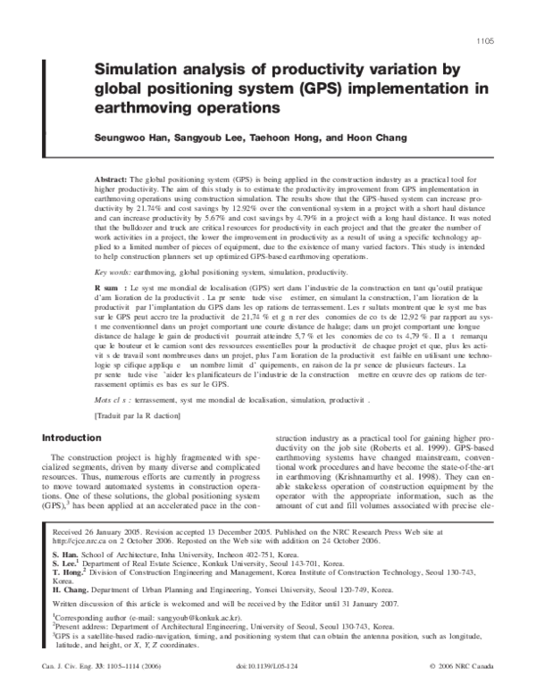 (PDF) Simulation analysis of productivity variation by global positioning system (GPS ...