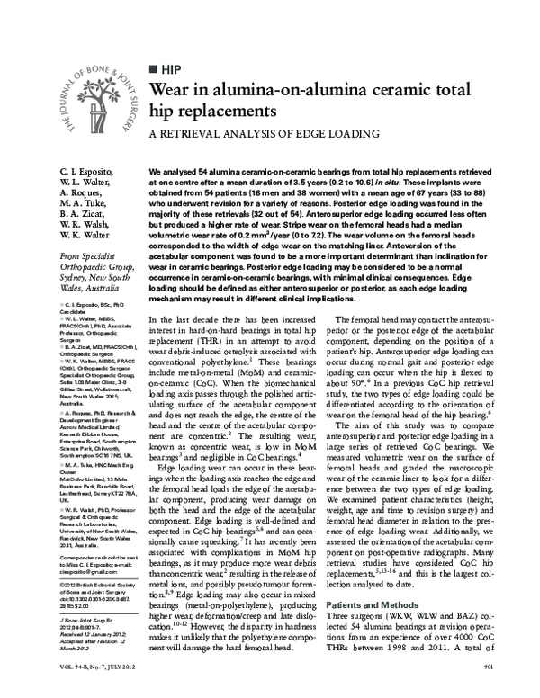 (PDF) HIP Wear in alumina-on-alumina ceramic total hip replacements A ...