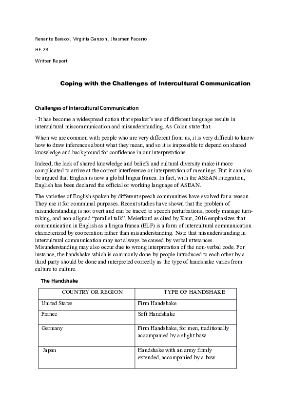 (DOC) Coping with the Challenges of Intercultural Communication