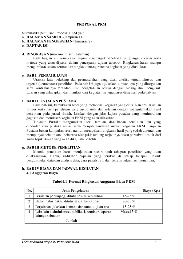 (DOC) B. Format aturan proposal PKM ed P