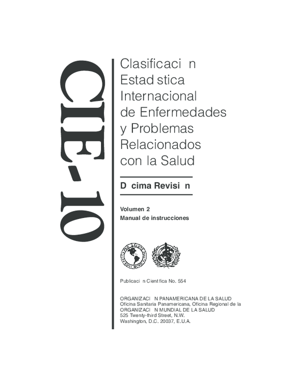 (PDF) CIE-10 Clasificación Estadística Internacional de Enfermedades y Problemas Relacionados ...