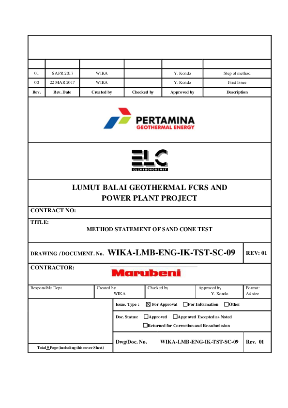 (DOC) Method Statement - Sand Cone Test