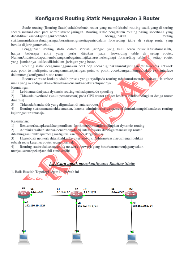 Cara Routing Static Pada 3 Router Di Cisco Packet Tracer