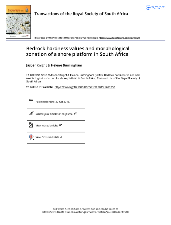 (PDF) Bedrock hardness values and morphological zonation of a shore ...