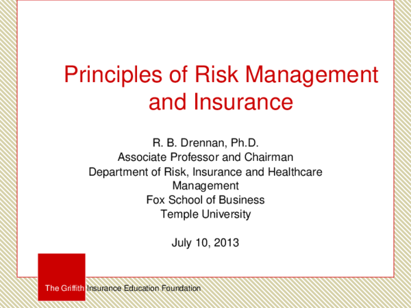 (PDF) Principles of Risk Management and Insurance The Griffith ...