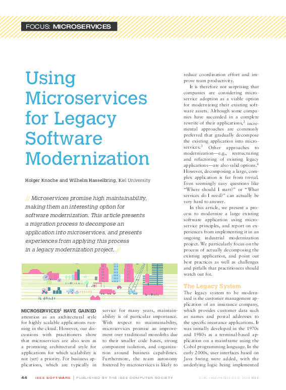 (PDF) Using Microservices for Legacy Software Modernization