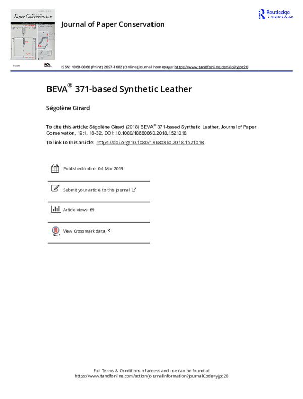 (PDF) (Peer-reviewed) BEVA 371-based synthetic leather, A Preliminary Investigation on the use ...
