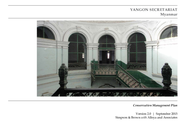 (PDF) Conservation Management Plan YANGON SECRETARIAT Myanmar