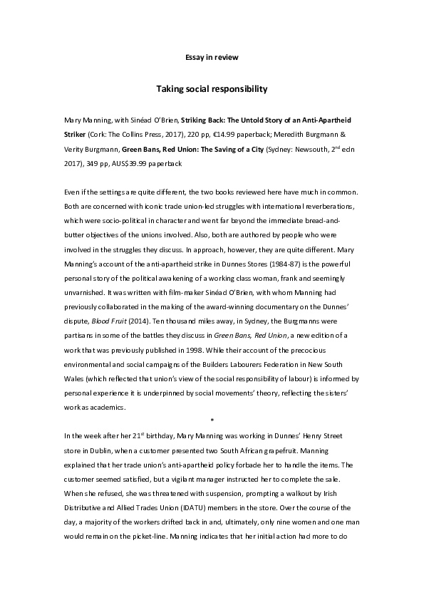 (PDF) Essay in review: Mary Manning, with Sinéad O’Brien, Striking Back ...
