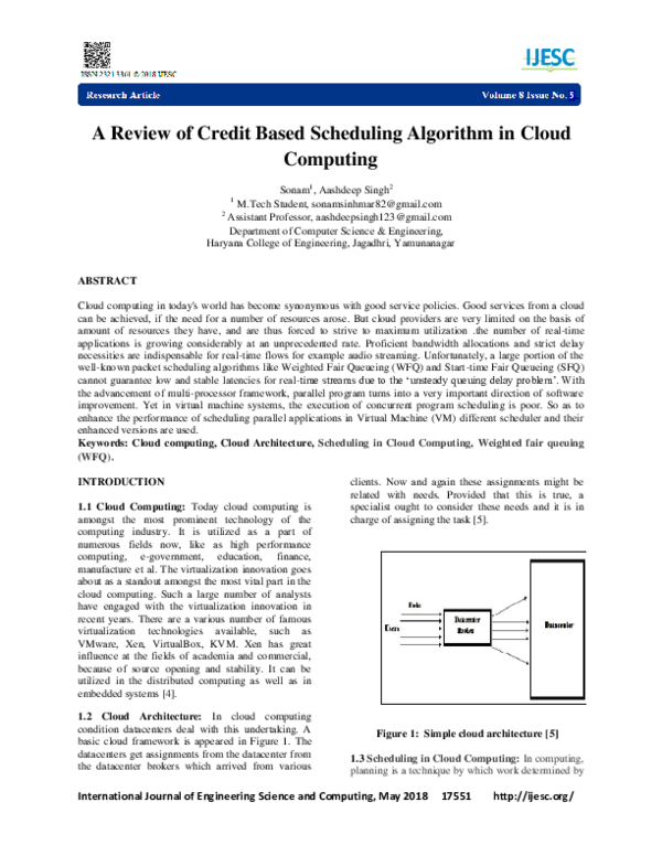 Pdf A Review Of Credit Based Scheduling Algorithm In Cloud Computing 7955