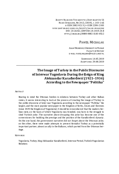 (PDF) The Image of Turkey in the Public Discourse of Interwar ...