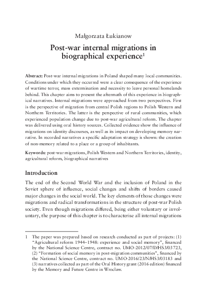 (PDF) Post-war internal migrations in biographical perspective