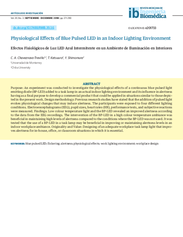 (PDF) Physiological Effects of Blue Pulsed LED in an Indoor Lighting ...