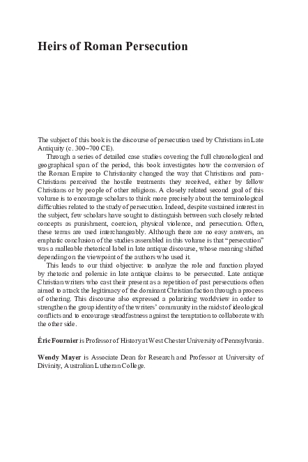 (PDF) Heirs of Roman Persecution