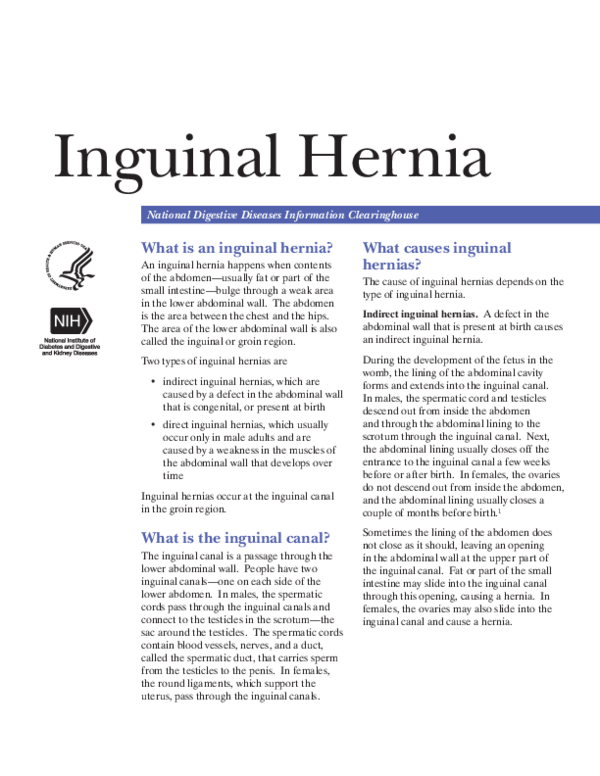 (PDF) Inguinal Hernia National Digestive Diseases Information Clearinghouse