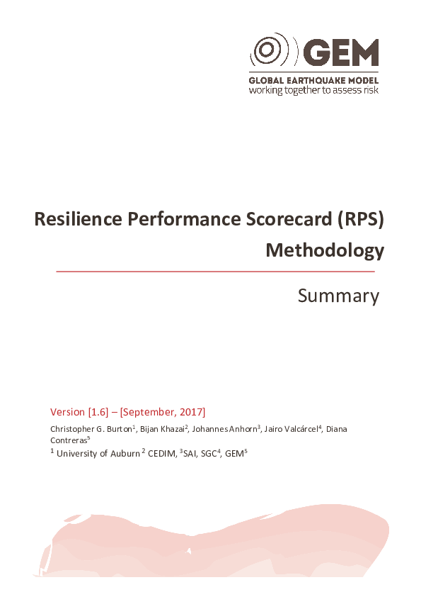 (PDF) Resilience Performance Scorecard (RPS) Methodology Report ...