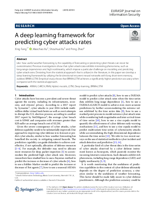Pdf A Deep Learning Framework For Predicting Cyber Attacks Rates
