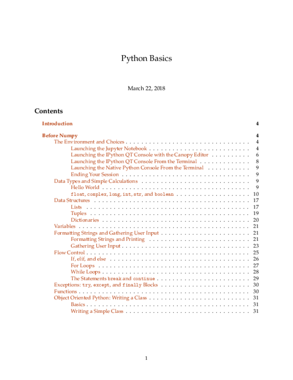 (PDF) Python Basics