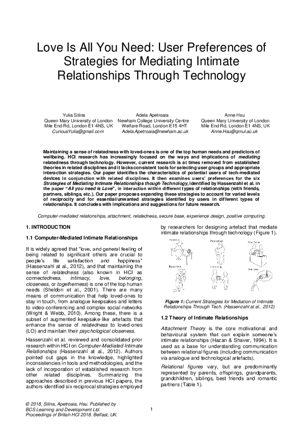 (PDF) Love Is All You Need: User Preferences of Strategies for Mediating Intimate Relationships ...