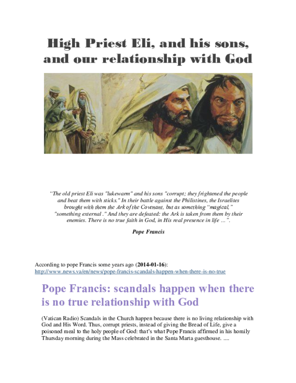 (DOC) High Priest Eli, and his sons, and our relationship with God