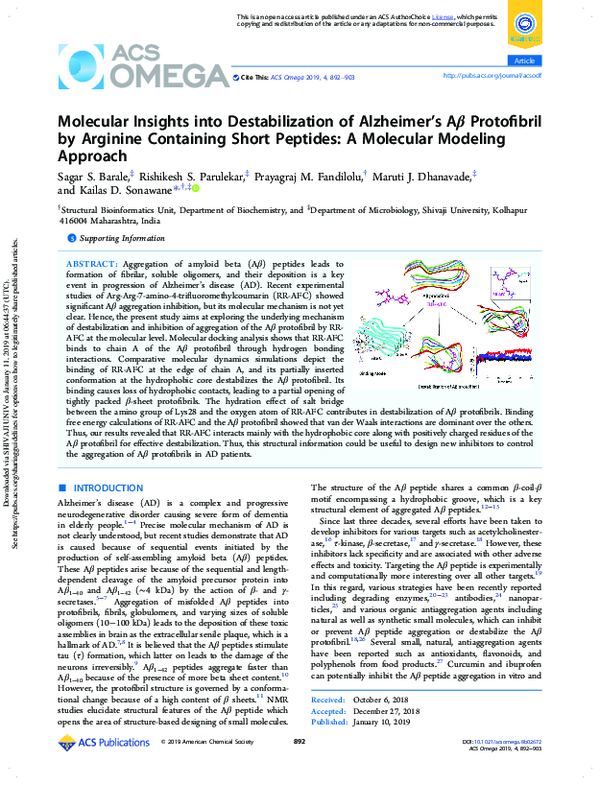 (PDF) Molecular Insights into Destabilization of Alzheimer's Aβ Protofibril by Arginine ...