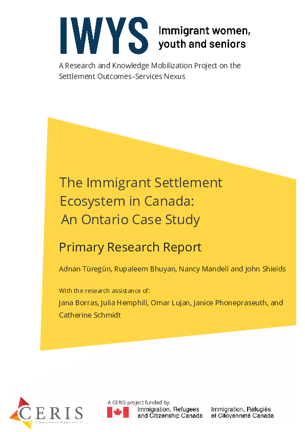 (PDF) The Immigrant Settlement Ecosystem in Canada: An Ontario Case Study