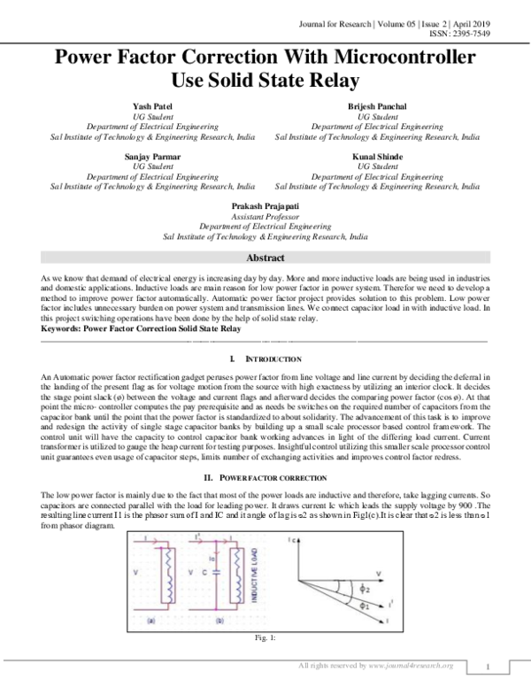 (PDF) POWER FACTOR CORRECTION WITH MICROCONTROLLER USE SOLID STATE RELAY | J4RV5I2001