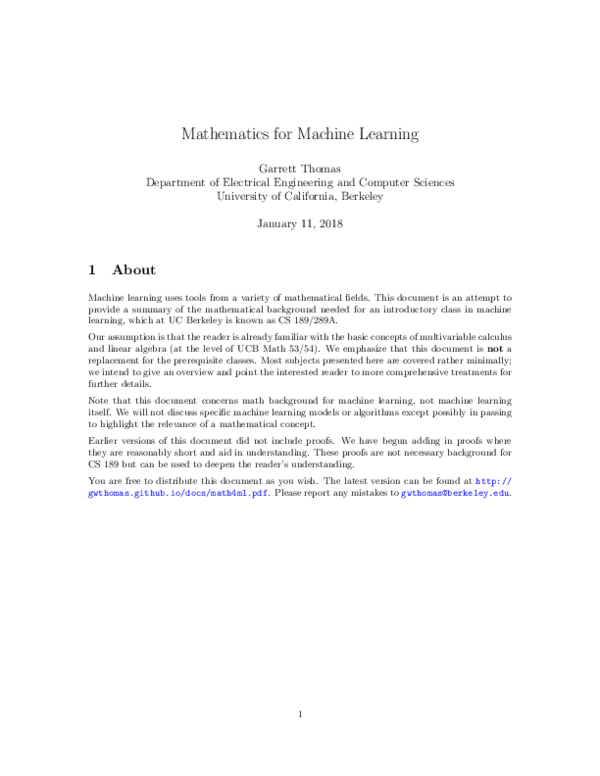 (PDF) Mathematics for Machine Learning
