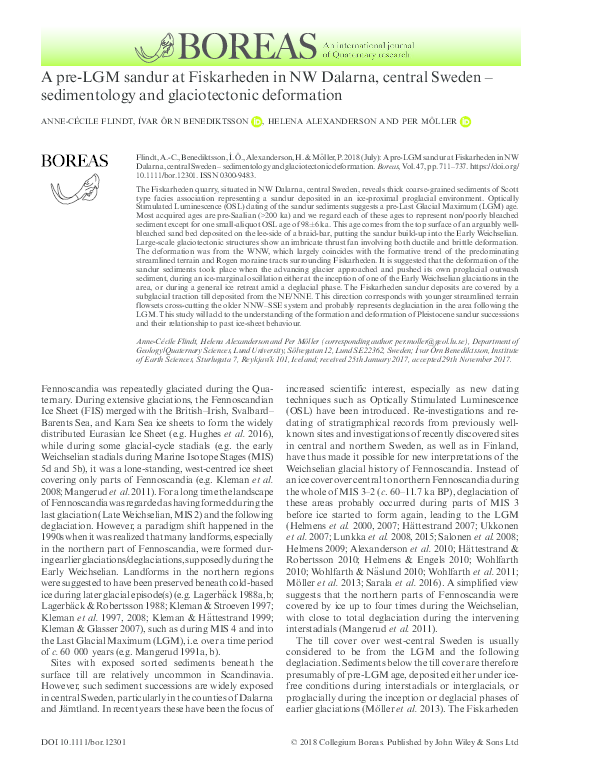 (PDF) A pre-LGM sandur at Fiskarheden in NW Dalarna, central Sweden ...
