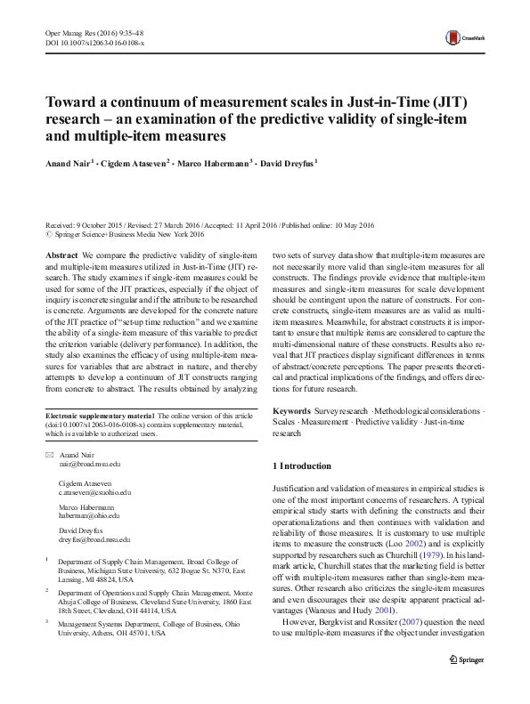 (PDF) Toward a continuum of measurement scales in Just-in-Time (JIT ...
