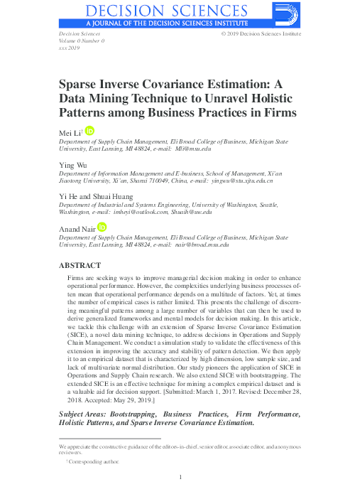 (PDF) Sparse Inverse Covariance Estimation: A Data Mining Technique to Unravel Holistic Patterns ...