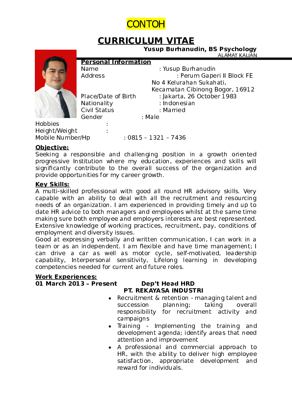(DOC) CONTOH CV | Khima Albi - Academia.edu
