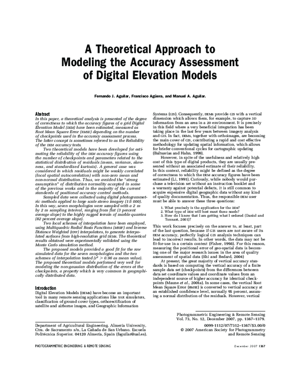 Pdf A Theoretical Approach To Modeling The Accuracy Assessment Of Digital Elevation Models