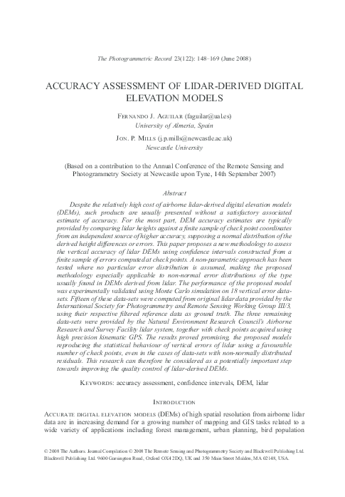Pdf Accuracy Assessment Of Lidar Derived Digital Elevation Models