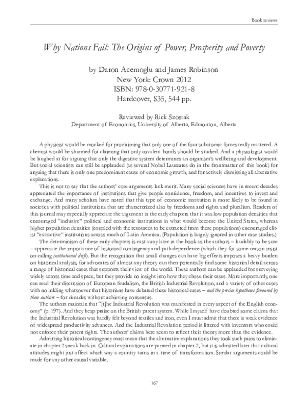 (PDF) Why Nations Fail: The Origins of Power, Prosperity and Poverty