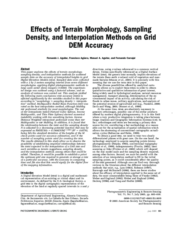 (PDF) Effects of Terrain Morphology, Sampling Density, and Interpolation Methods on Grid DEM ...
