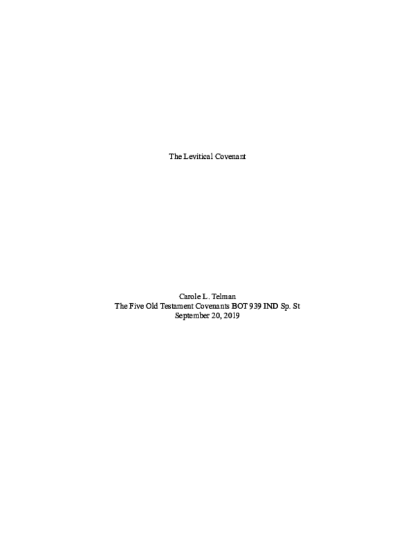 (PDF) The Levitical Covenant