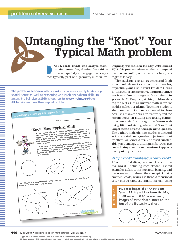(PDF) Untangling the “Knot” Your Typical Math problem