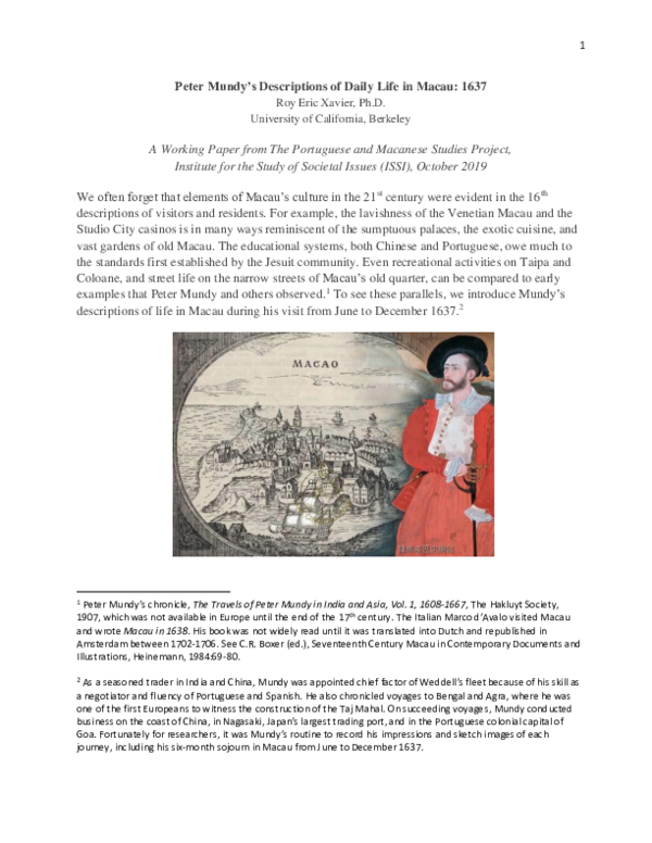 (PDF) Peter Mundy's Descriptions of Daily Life in Macau: June ...