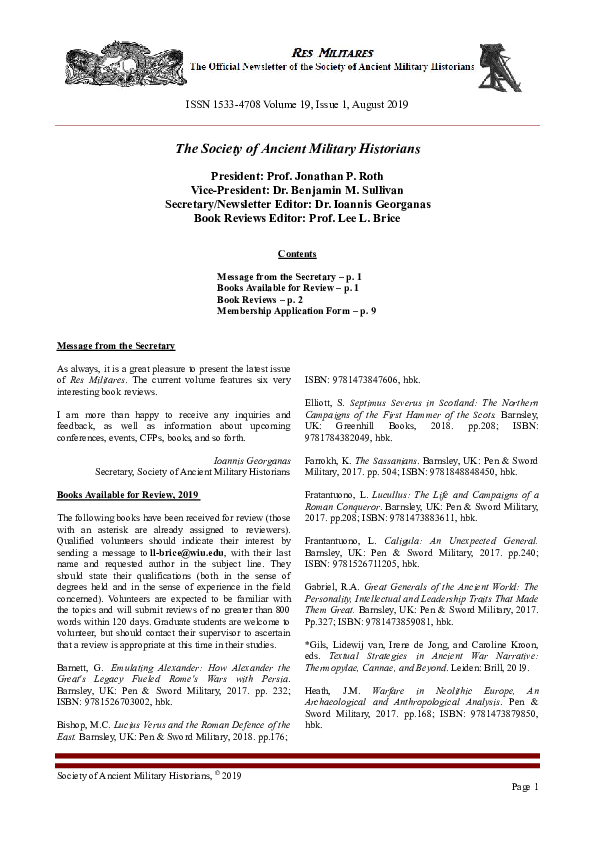 (PDF) REVIEW: G. Sampson, Rome Spreads Her Wings: Territorial Expansion ...