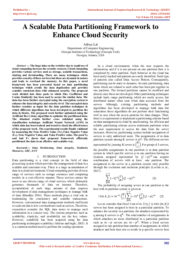 (PDF) IJERT-A Scalable Data Partitioning Framework to Enhance Cloud Security | IJERT Journal ...