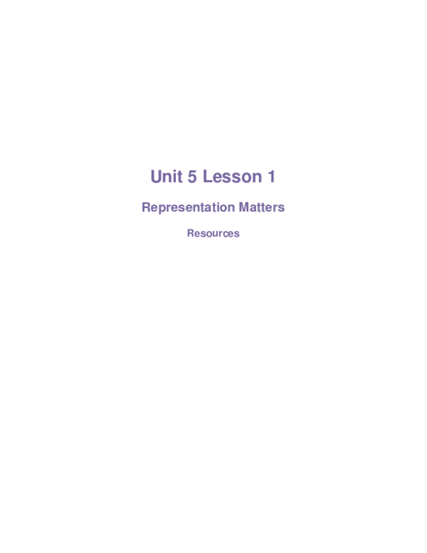 (PDF) Unit 5 Lesson 1 Representation Matters Resources
