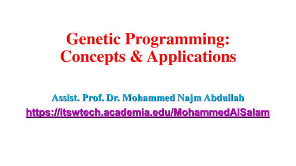 (PPT) Genetic Programming Concepts & Applications