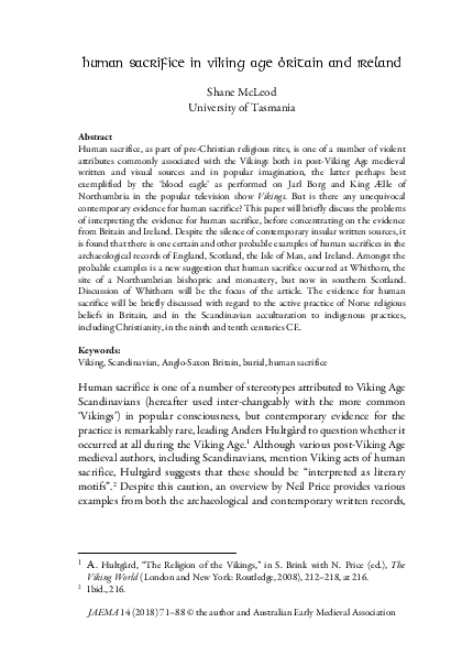 (PDF) Human Sacrifice in Viking Age Britain and Ireland