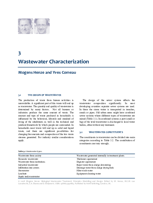 (PDF) 3 Wastewater Characterization THE ORIGIN OF WASTEWATER