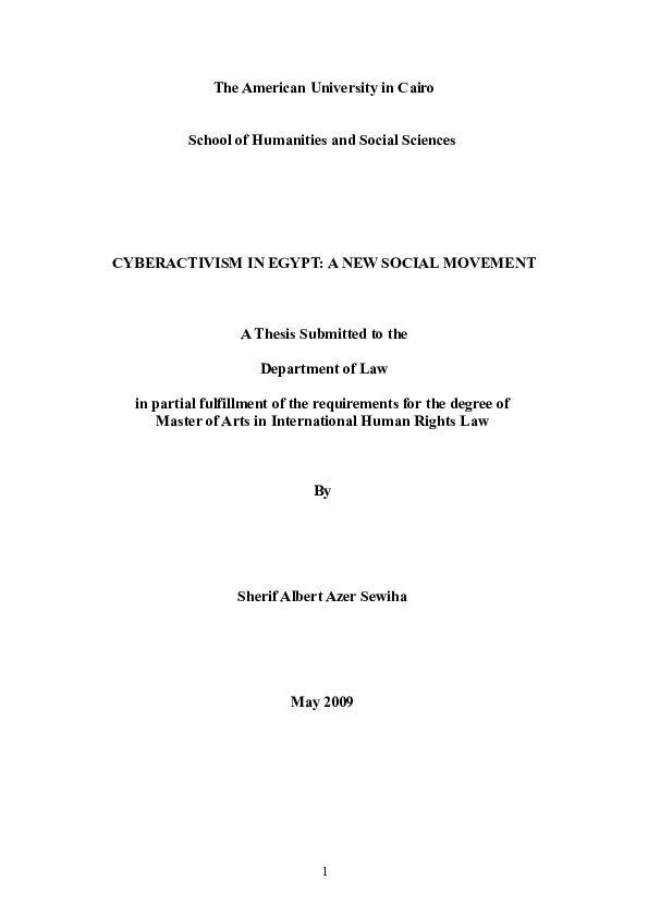 (DOC) CYBERACTIVISM IN EGYPT: A NEW SOCIAL MOVEMENT