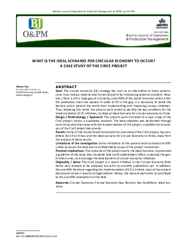 (PDF) WHAT IS THE IDEAL SCENARIO FOR CIRCULAR ECONOMY TO OCCUR? A CASE ...